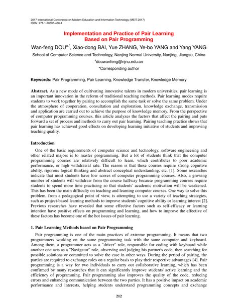 Pdf Implementation And Practice Of Pair Learning Based On Pair Programming
