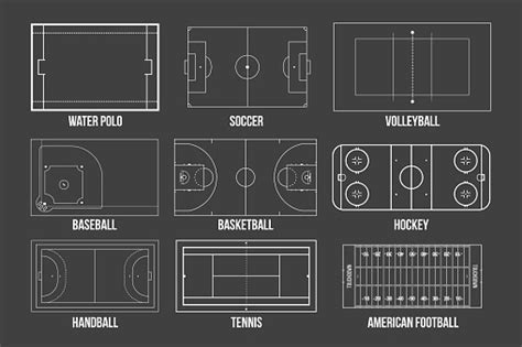 크리에이 티브 벡터 배경에 절연과 스포츠 게임 분야 표시의 그림 핸드볼 테니스 미식 축구 축구 야구 농구 하 키 수구 배구에 대 한 그래픽 요소 축구에 대한 스톡 벡터 아트