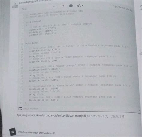 Cermati Program Simulasi Pada Gambar Berikut C Void Setup Pinmode13 Output Pinmode12