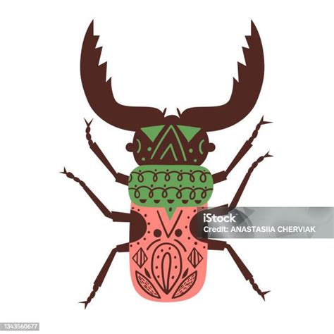 장식품 날개 벡터 일러스트와 손으로 그린 사슴 딱정벌레 개체 그룹에 대한 스톡 벡터 아트 및 기타 이미지 개체 그룹 곤충 귀여운 Istock