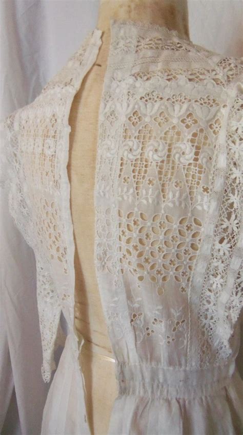 Back View Edwardian Cotton Batiste Dress Ebay Batiste Dress Lace