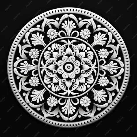 Ancient Circular Patterns Design In Black And White Premium Ai