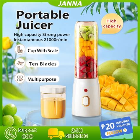 Portable Juicer 450ml 2 Cups Blender Tumbler Household Travel Mini