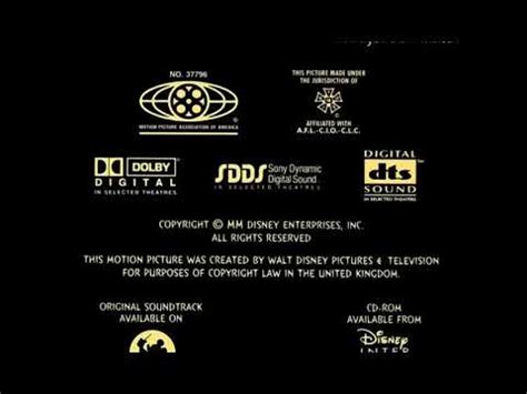 Walt Disney Pictures 2000 Closing The Emperors New Groove Youtube