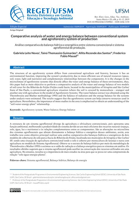 PDF Comparative Analysis Of Water And Energy Balance Between Conventional System And