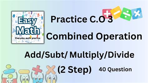 Easymathcombined Operation3addsubmultiplydivide 2stepeveryday Math Practicemath Quiz For