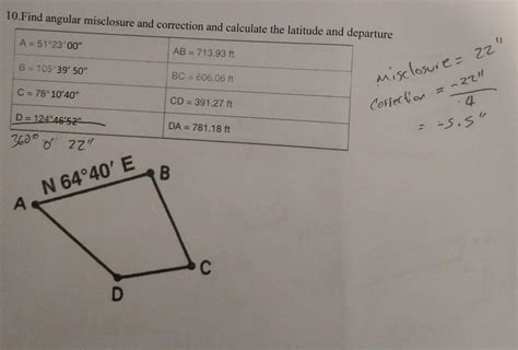 solved 10 find angular misclosure and comant