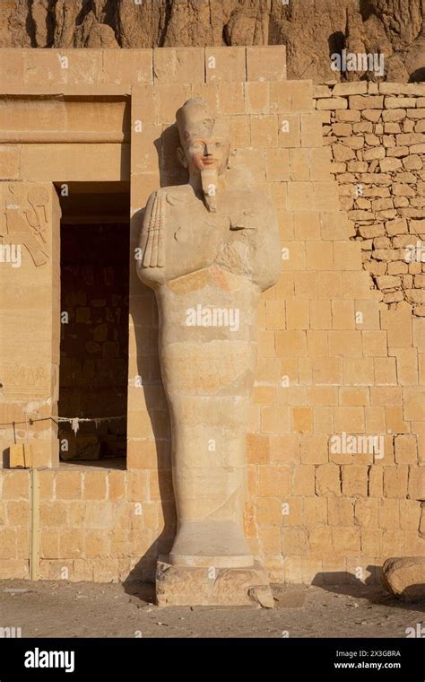 An Osiride Statue Of Hatshepsut At The Lower Court Of The Mortuary Temple Of Hatshepsut At Deir