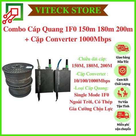Combo 150m 180m 200m Cáp Quang 1f0 Bấm Sẵn 2 đầu Fc Bộ Converter Htb
