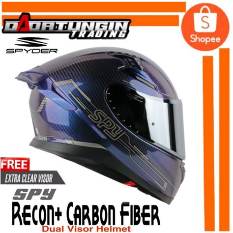 Spy Recon Carbon Fiber Shell Fullface Helmet W Spoiler And Free Extra