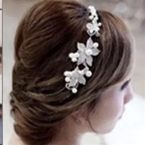 Female Silver Rhinestone Bridal Wedding Flower Depop