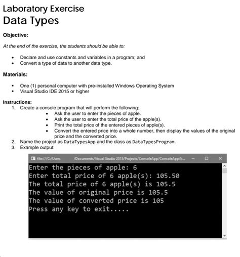 Solved Create A Console Program That Will Perform The