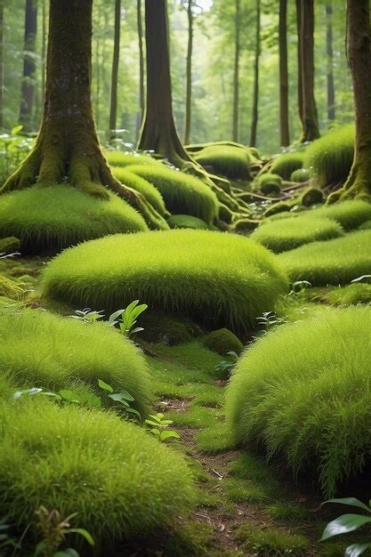 Micrograss And Moss In The Forest Environmental Eco Safe Conservation