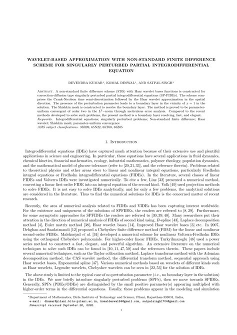 pdf wavelet based approximation with nonstandard finite difference scheme for singularly