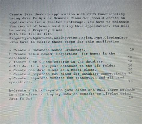Solved Create Java Desktop Application With Crud