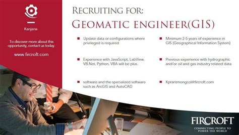 Gis Geomatic Engineer Open To Apply Salary Negotiable Working Day