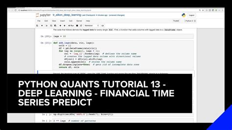 Python Quants Tutorial 13 Deep Learning Financial Time Series