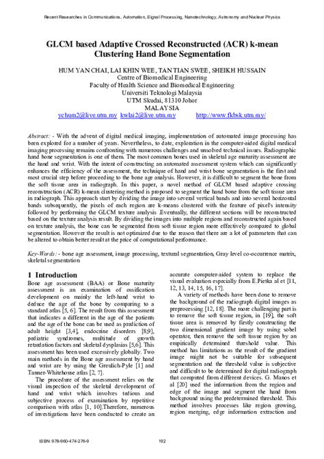 Pdf Glcm Based Adaptive Crossed Reconstructed Acr K Mean Clustering