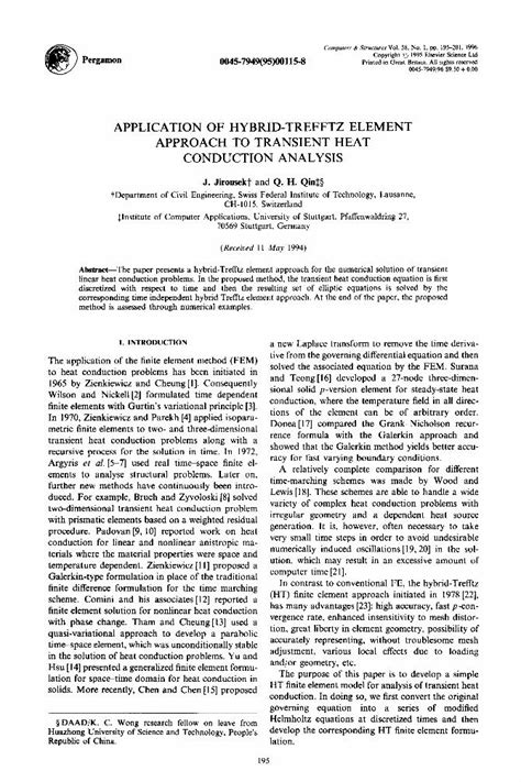 Pdf Application Of Hybrid Trefftz Element Approach To Transient Heat