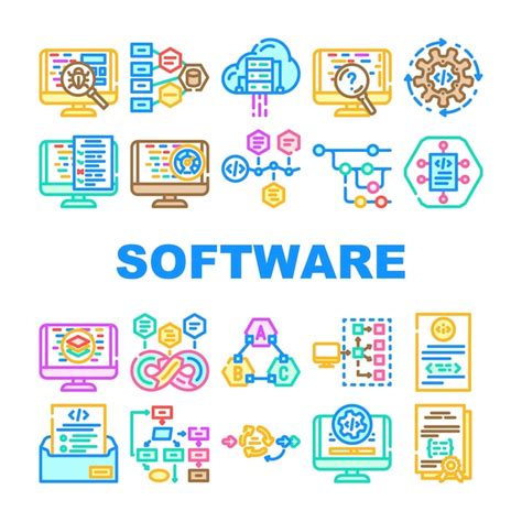 Premium Vector Software Compute Engineer Icons Set Vector