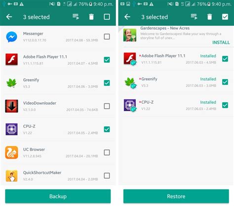 how to downgrade an android app install previous versions