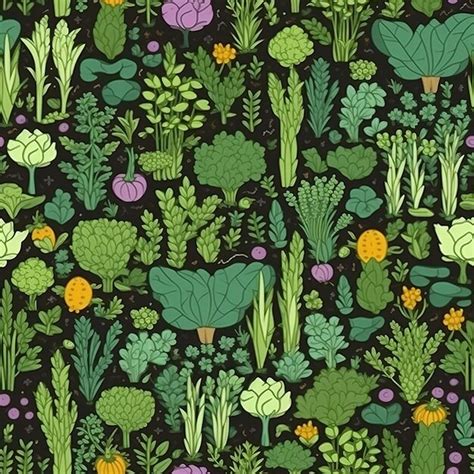 Premium Ai Image Seamless Pattern Herbs And Greenery
