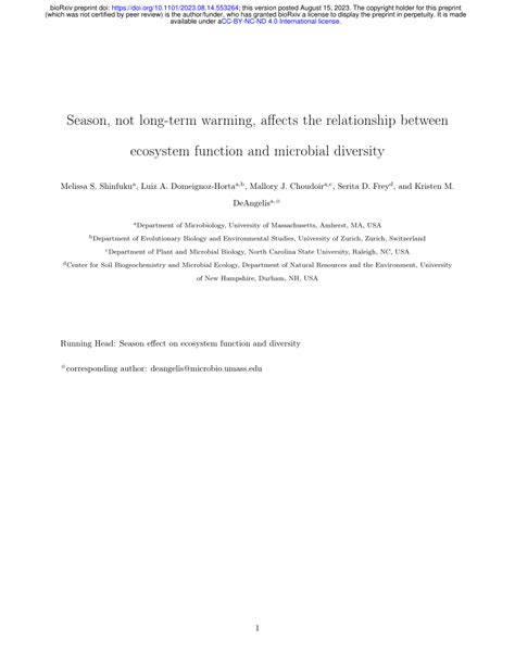 Pdf Season Not Long Term Warming Affects The Relationship Between Ecosystem Function And