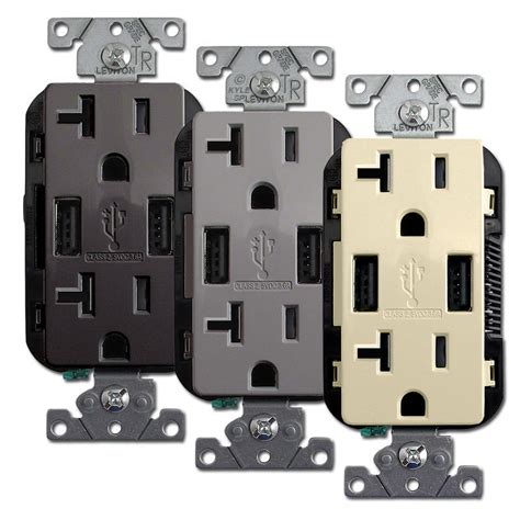 Usb Wall Outlet Ports Duplex Receptacle 15a Tr Leviton T5632