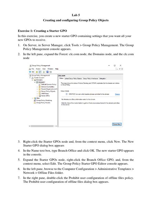 lab 5 creating and configuring group policy objects pdf group
