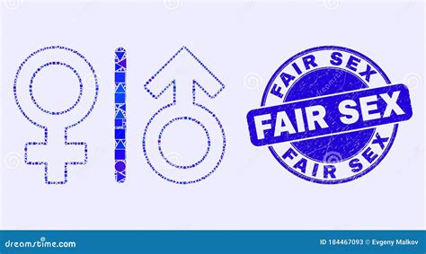 Blue Scratched Fair Sex Stamp Seal And Gender Symbols Mosaic Stock Vector Illustration Of