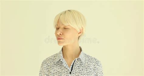 A Business Woman Twists Her Head In Different Directions Stock Footage