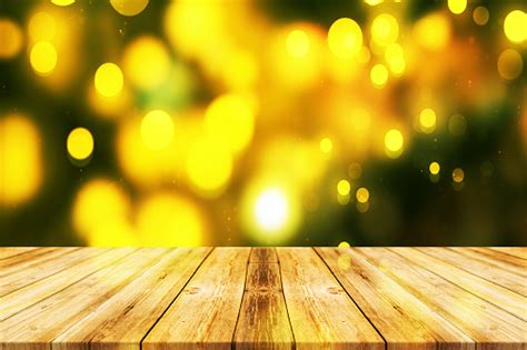 3d 렌더링 보케 블러 배경과 빈 나무 테이블 사진 몽타주 또는 제품 디스플레이 테이블에 항목을 배치하기위한 공간 제품의