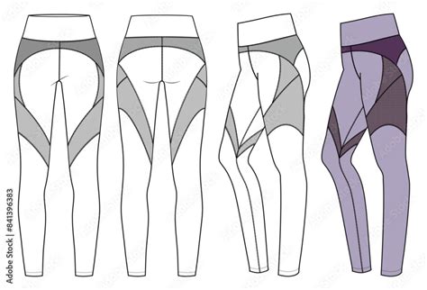 Womens Sports Legging Fashion Flat Sketch Vector Illustration Cad