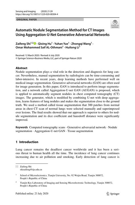 Pdf Automatic Nodule Segmentation Method For Ct Images Using