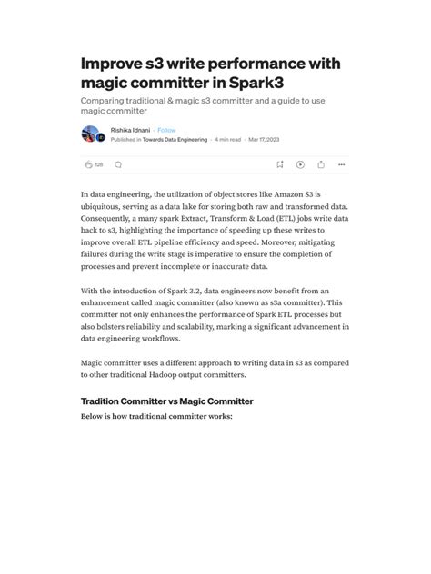 Improve S3 Write Performance With Magic Committer In Spark3 By