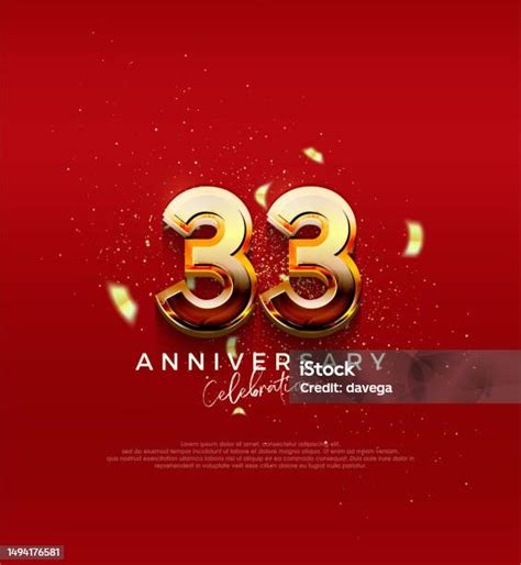 33주년 기념을 위한 골든 벡터 번호 인사말과 축하를 위한 프리미엄 벡터 배경입니다 33에 대한 스톡 벡터 아트 및 기타 이미지 33 3차원 형태 금색 Istock