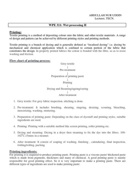 Printing Introduction Pdf Dyeing Dye