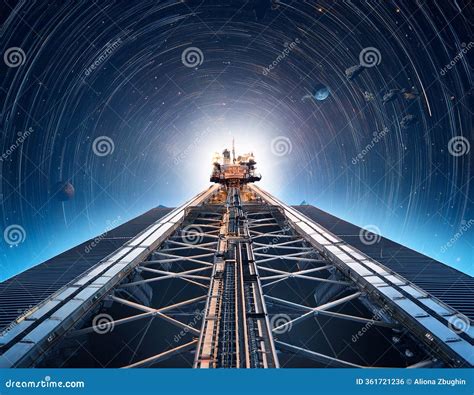 A Space Elevator Connecting A Thriving City On Earth To A Space Station