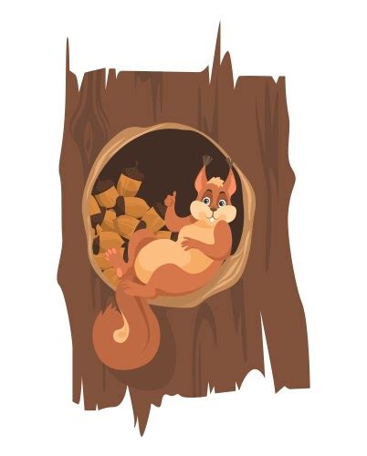 Cartoon Squirrel In The Tree Hole Royalty Free Vector Image