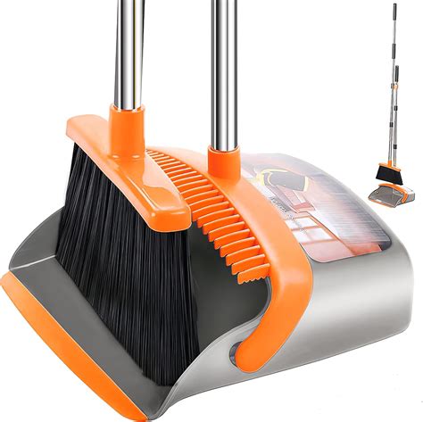 Upgraded Broom And Dustpan Set Upright Broom And Dustpan