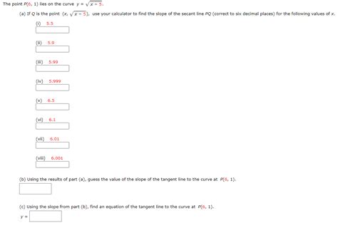 Answered The Point P6 1 Lies On The Curve Y Bartleby