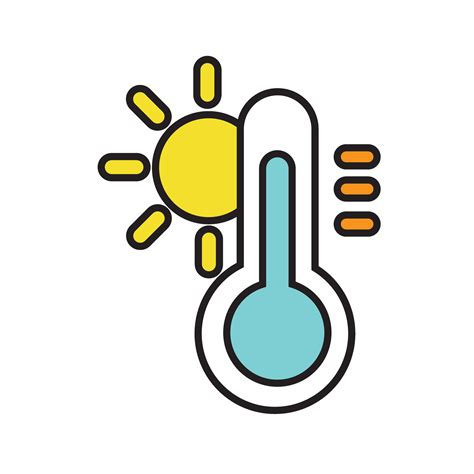 Midsummer Thermometer Icon High Temperature Thermometer And Sun Vector 38590309 Vector Art At