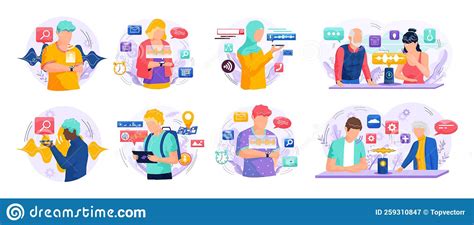 Voice Assistant Smart Speaker Virtual Assistant Sound Robot People Using Voice Controlled