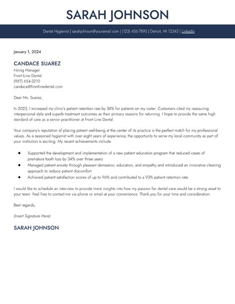 Dental Hygienist Cover Letter Examples And Templates For 2024