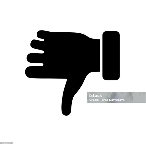 싫어하는 제스처 솔리드 아이콘 제스처 개념 글리프 스타일 모바일 개념 웹 디자인의 제스처 아이콘과 달리 흰색 배경에 엄지손가락 아래로 손가락 기호 벡터 그래픽 개념에 대한