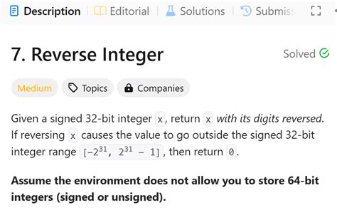 Et0526 Leetcode 刷題記錄 7 Reverse Integer