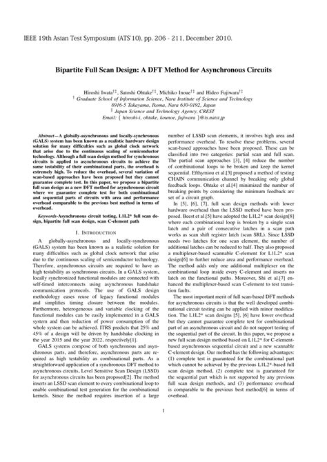 Pdf Bipartite Full Scan Design A Dft Method For Asynchronous Circuits