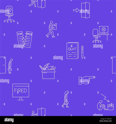 Job Quit Seamless Pattern In Line Style Repeatable Background With