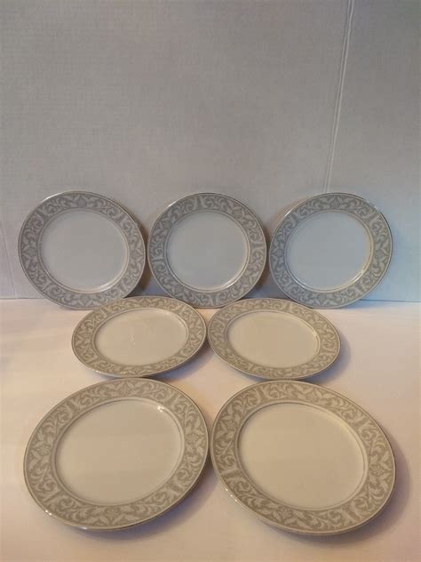 Set Of Seven Vintage Mikasa Fine China Winthrop Pattern 5401 Gray