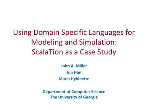 Ppt Using Domain Specific Languages For Modeling And Simulation